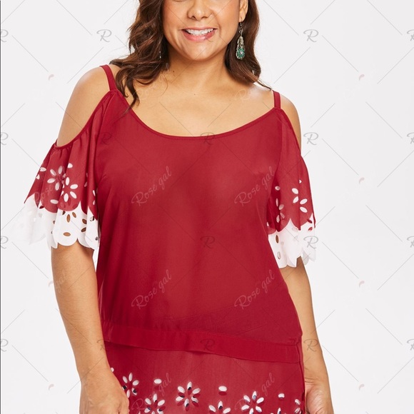 Tops | Cold Shoulder Cut Out Blousecute | Poshmark